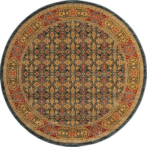 Amina Collection Rug 6 Round Navy Blue Flatweave Rug