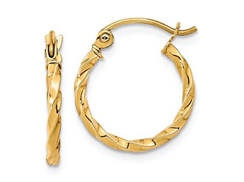 10k Yellow Gold Polished 58 Twist Hoop Earrings 15jjja Jtv