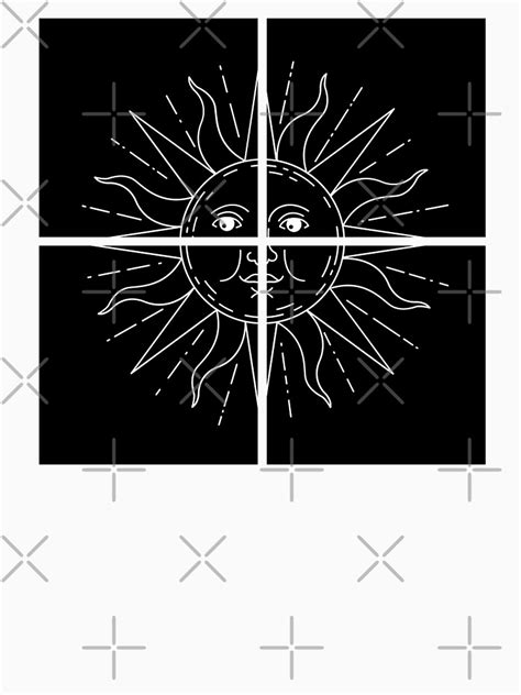 The Sun Illustration Black Four Squares Artwork T Shirt For Sale By