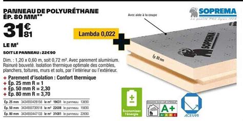 Promo Panneau De Polyuréthane ép80 Mm Soprema Chez Brico Dépôt Icataloguefr