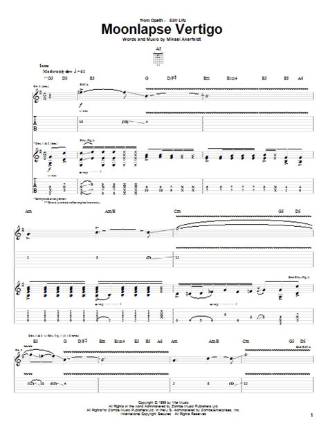 Moonlapse Vertigo By Opeth Guitar Tab Guitar Instructor