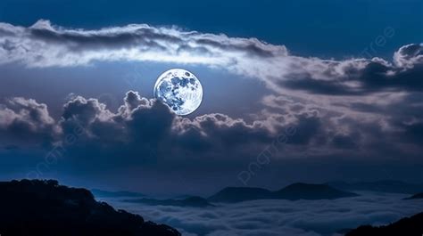 그것을 둘러싼 구름과 산 위에 보름달 보름달과 구름 고화질 사진 사진 달 배경 일러스트 및 사진 무료 다운로드 Pngtree