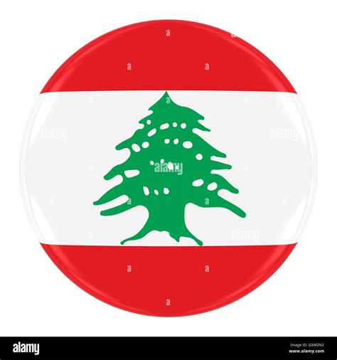 Lebanese Flag Badge Flag Of Lebanon Button Isolated On White Stock