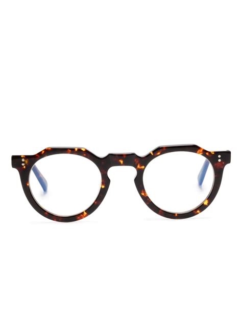 Lesca Round Frame Glasses Brown Farfetch Ao