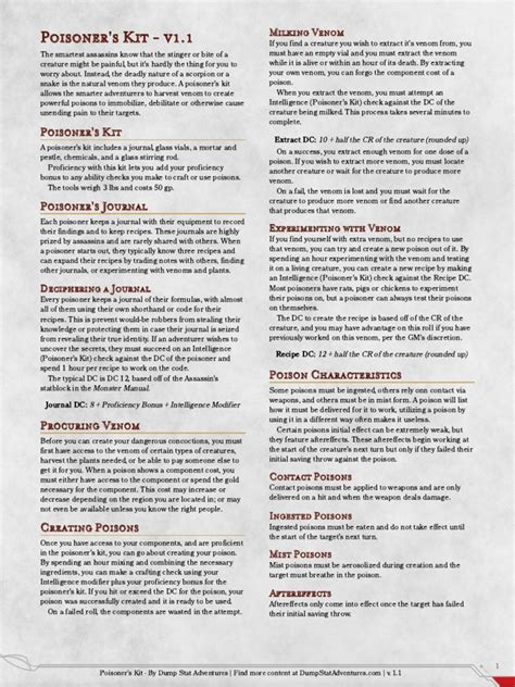 Poisonerskit V1 1 Pdf Poison Venom