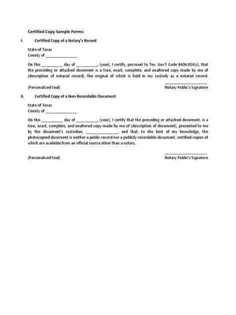 Certified Copy Sample Forms Pdf