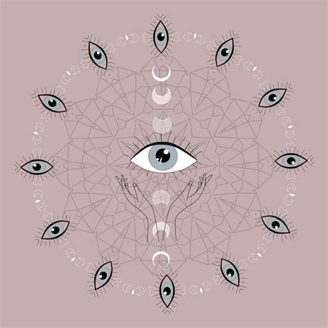 Premium Vector Mystical Pattern Eye In The Centre Geometric Pattern Eyes In A Circle