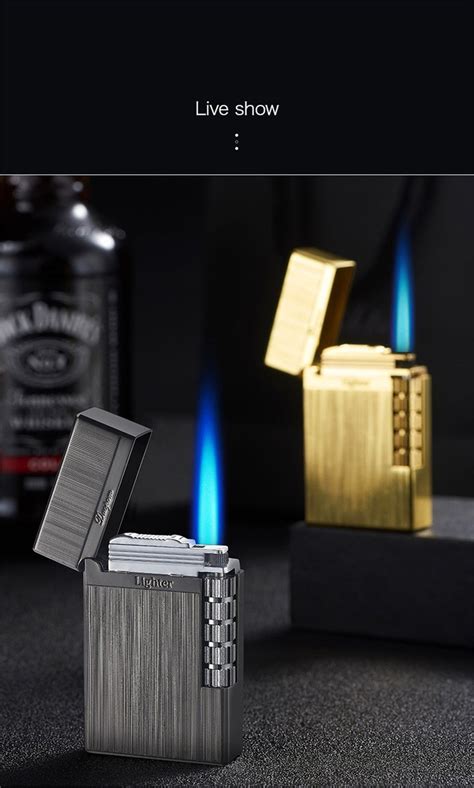 Vintage Metal Windproof Refillable Butane Torch Lighter With A Side Mo