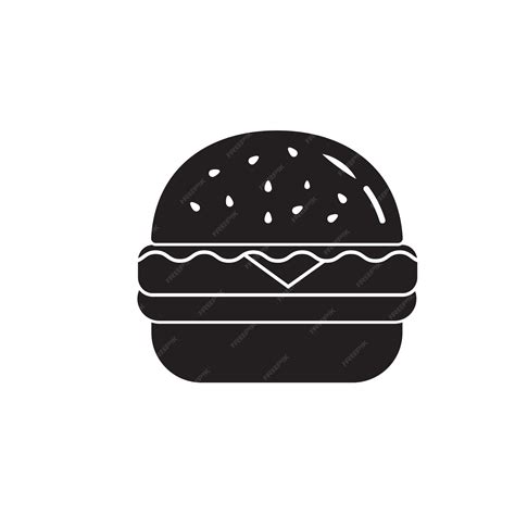 Ícone De Ilustração De Hambúrguer Desenho Plano Estilo Preto E Branco