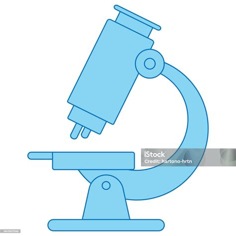 Blue Line Microscope Vector Illustration With Education Theme Back To