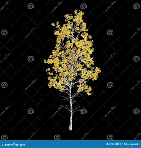 3d Illustration Of Populus Tremuloides Tree Isolated On Black