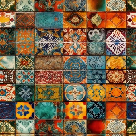 Premium Photo A Colorful Tile Pattern That Is Made By Hand With The