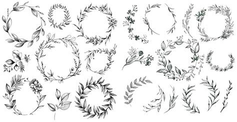 Premium Vector Set Frames Of Wreath Flowers Leaf Branches In Hand