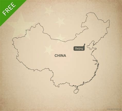 Free Vector Map Of China Outline One Stop Map China Map Drawing