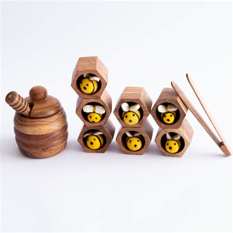 Montessori Beehive Toy Acacia Wood Sorting And Fine Motor Toy For
