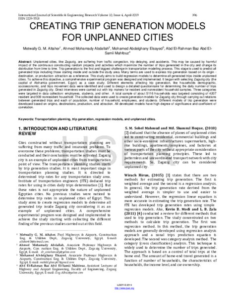 Pdf Creating Trip Generation Models For Unplanned Cities
