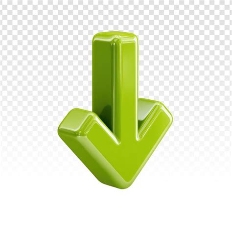 Vibrant Green 3d Down Arrow Icon For Download Or Direction Ai