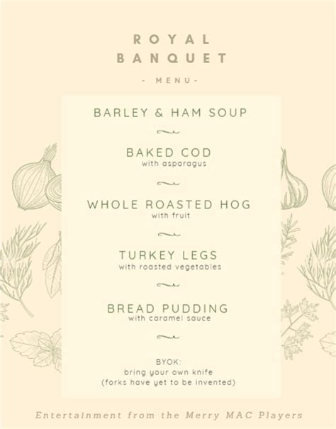 Medieval Feast Menu