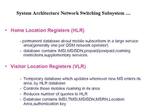gsm system the gsm network architecture