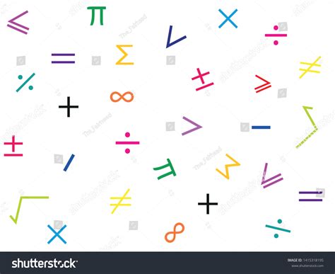 Colorful Illustrater Math Symbols Seamless Isolate Stock Vector