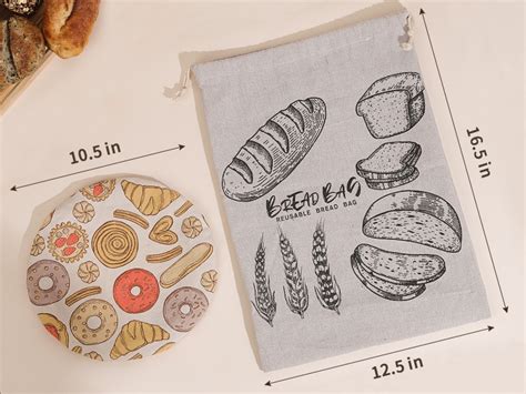 4 Pack Linen Bread Bags For Homemade Sourdough With