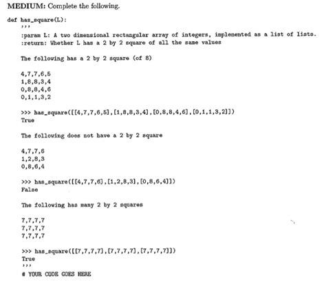 Solved Medium Complete The Following Def Hassquarel