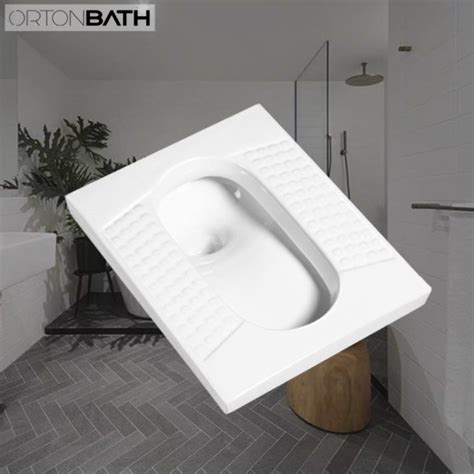 Ortonbath Rectangle Vitreous China Wc Toilet Squatting Pan Asia White
