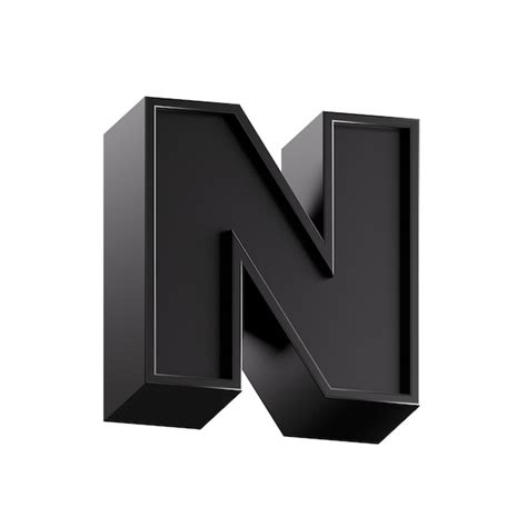 N Letra 3d Renderizado Personaje Negro Foto Premium