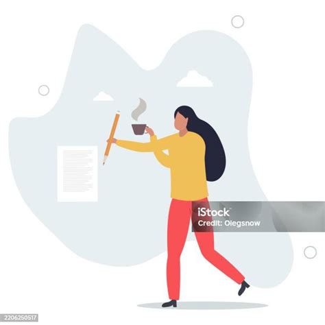 콘텐츠 작가 블로거 불렛 저널리스트 또는 출판 편집자 Conceptflat 캐릭터 생활 가상현실에 대한 스톡 벡터 아트 및 기타