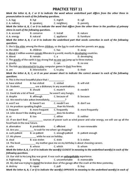 11 Practice Test 11 Pdf