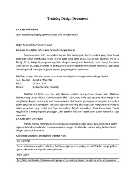 Kp D 4 Training Design Form Pak Anton Pdf