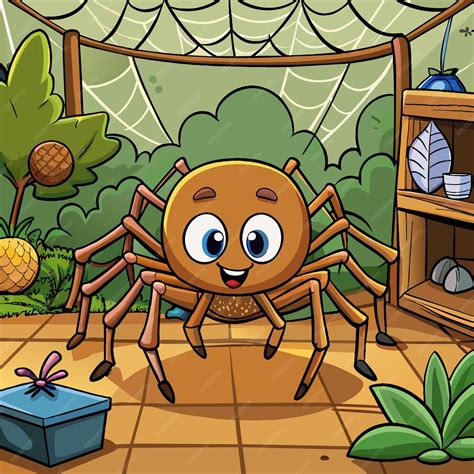 A Cartoon Image Of A Spider With A Spider On Its Chest Premium Ai