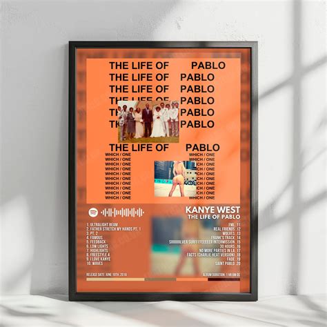 Kanye West The Life Of Pablo Album Cover Poster Complete Tracklist That Gig