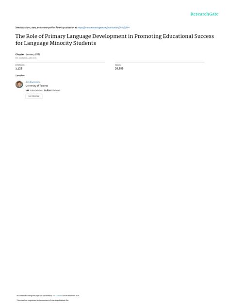 The Role Of Primary Language Development In Promoting Educational