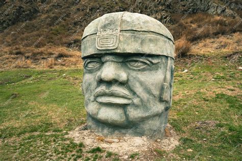 Premium Photo Olmec Sculpture Carved From Stone Mayan Symbol Big