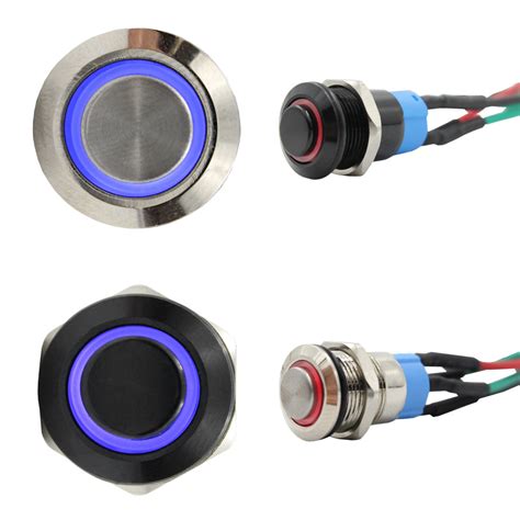 Pre Wired Led 12mm Latching Aluminium Push Button By Switch Boss