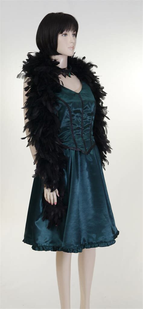 Vintage Wild West Saloon Girl Costume Boa Emerald Gem