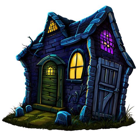 Download Haunted House With Tombstones Png 05242024