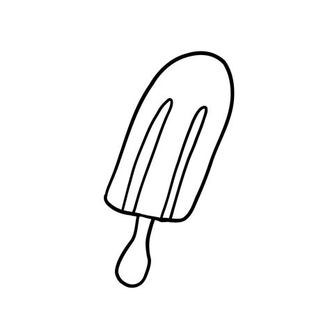 Popsicle Ice Cream Vector Illustration In Outline Doodle Style Isolated On White Background