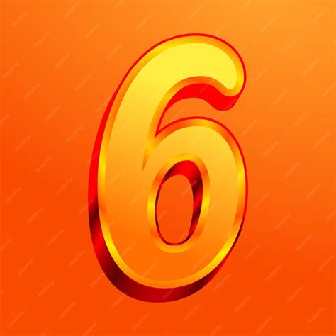 Premium Vector Orange Number 6 With A Gold Gradient