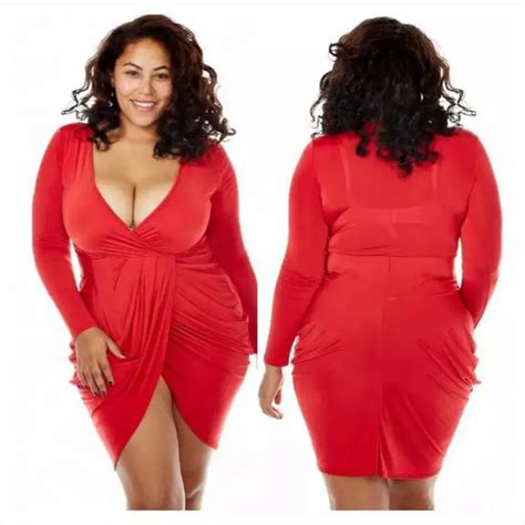Long Sleeve Dress Women Plus Size Clothing Sexy V Neck Slim Wrap Mini