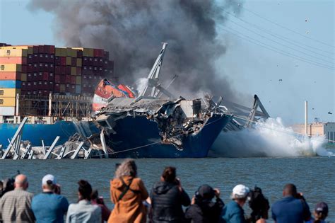 Francis Scott Key Bridge Wreckage Demolished In Controlled Explosion
