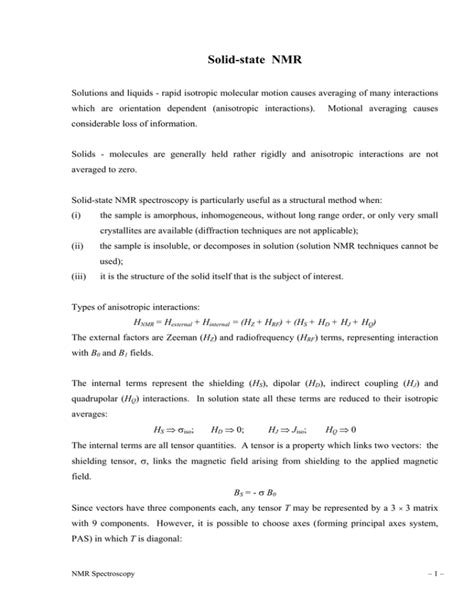 Solid State Nmr