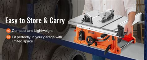 Vevor 10 Table Saw Electric Cutting Machine 4400rpm 25 In Rip Capacity