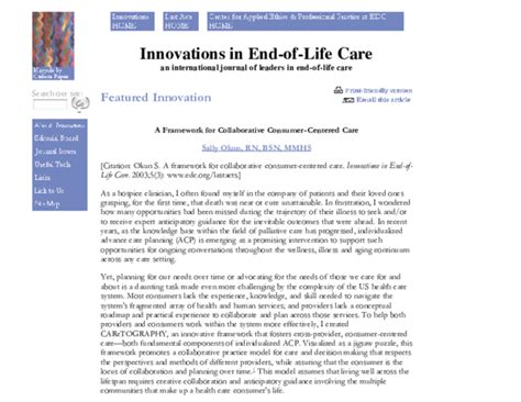 Pdf A Framework For Collaborative Consumer Centered Care