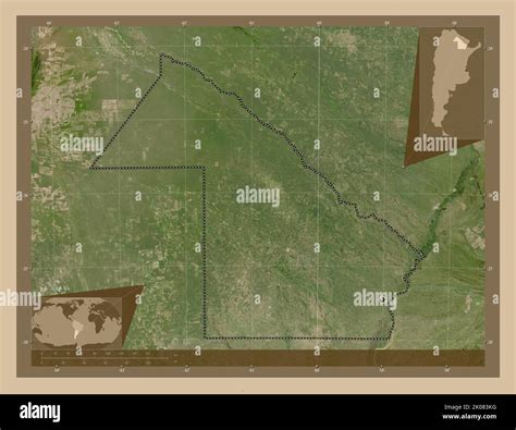 Chaco Province Of Argentina Low Resolution Satellite Map Corner Auxiliary Location Maps Stock