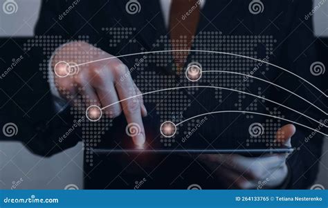 Process Digitalization Closeup Concept Image With Dotted World Map