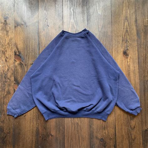 Vintage 1990s Blue Blank Crewneck Sweatshirt Size 2xl Etsy