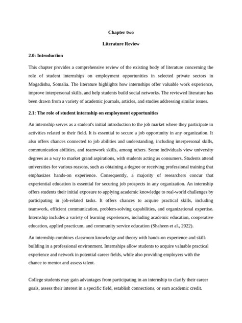 Chapter 2 Thesis Pdf Employment Internship