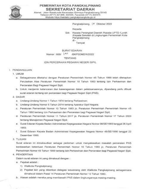 Surat Edaran Izin Perceraian Pns Pdf